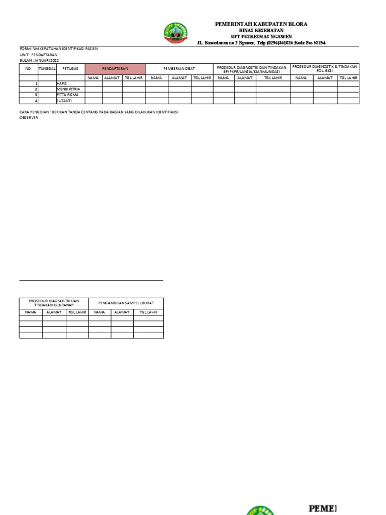 Form Inm Identifikasi Pasien | PDF