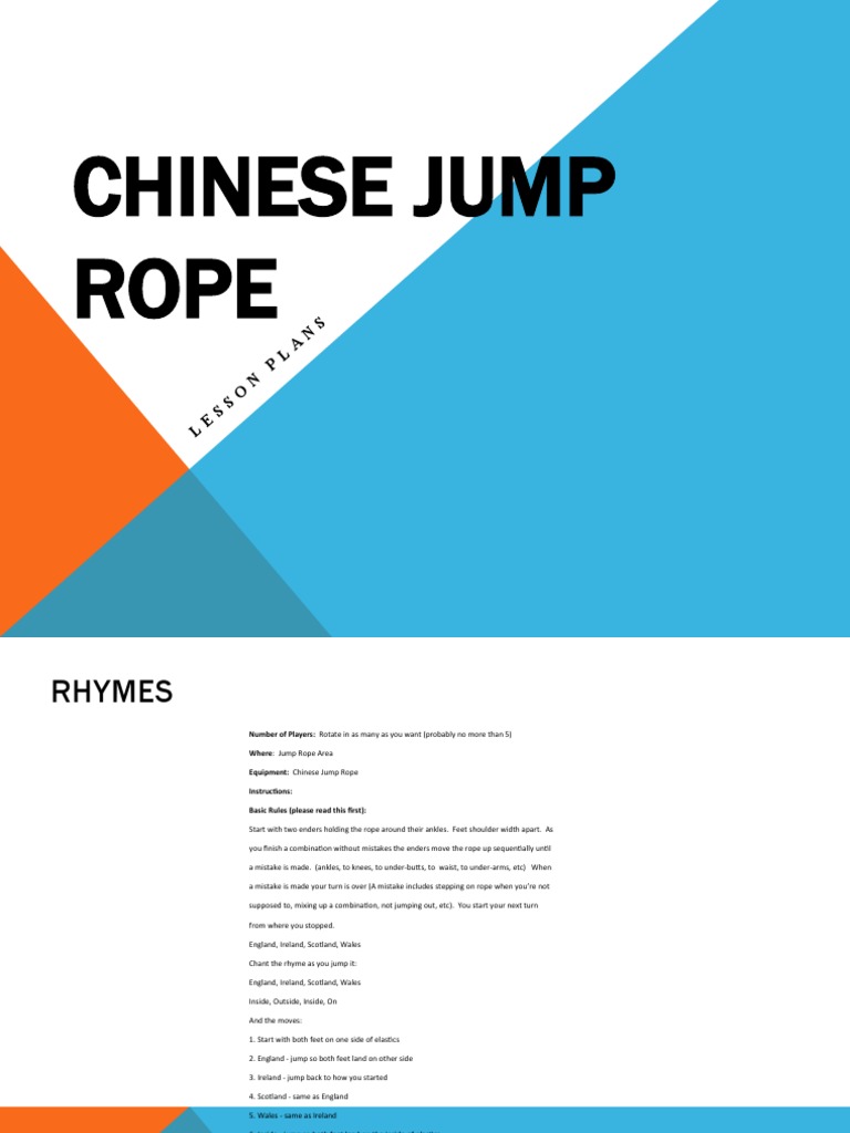 Chinese Jump Rope Game Instructions | PDF
