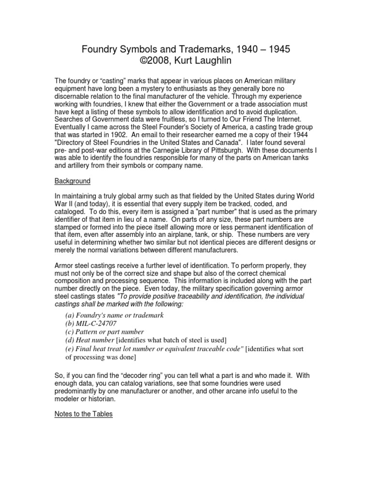 Sherman Foundry Symbols and Trademarks | PDF | Industries | Armed Conflict