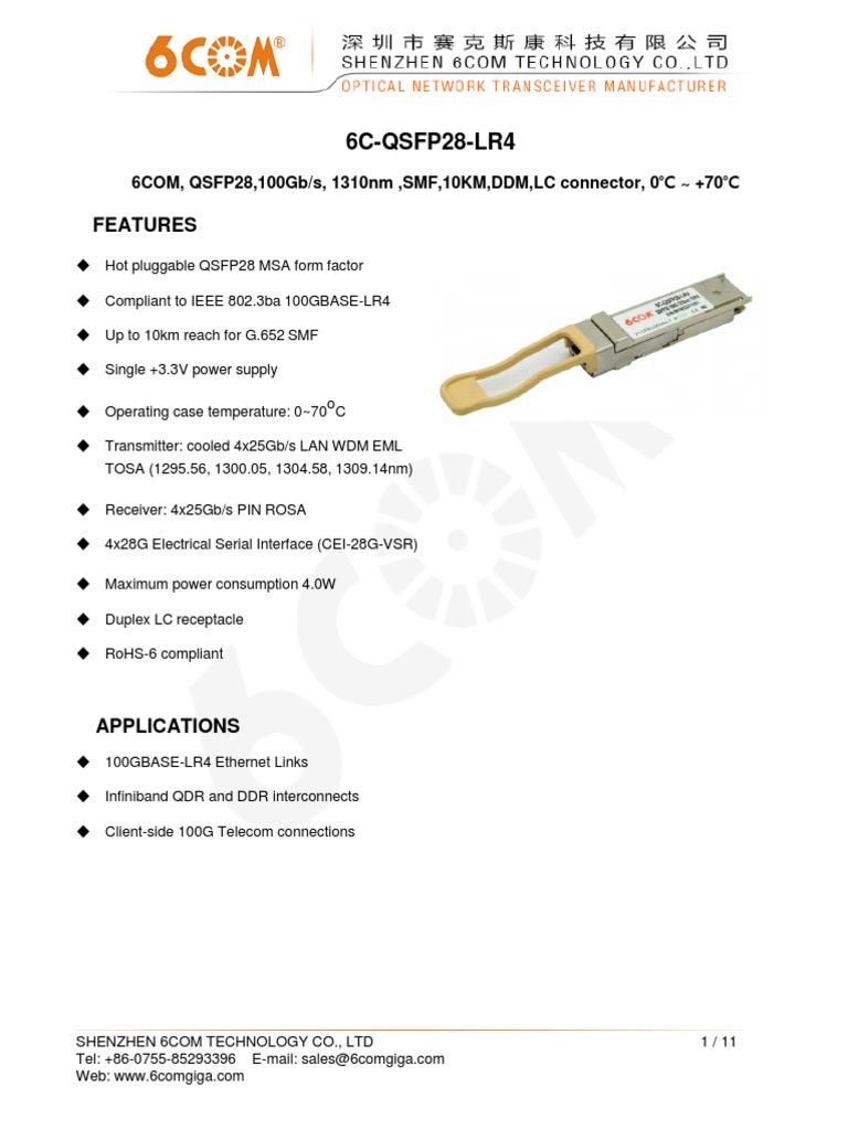 6C QSFP28 LR4 | PDF