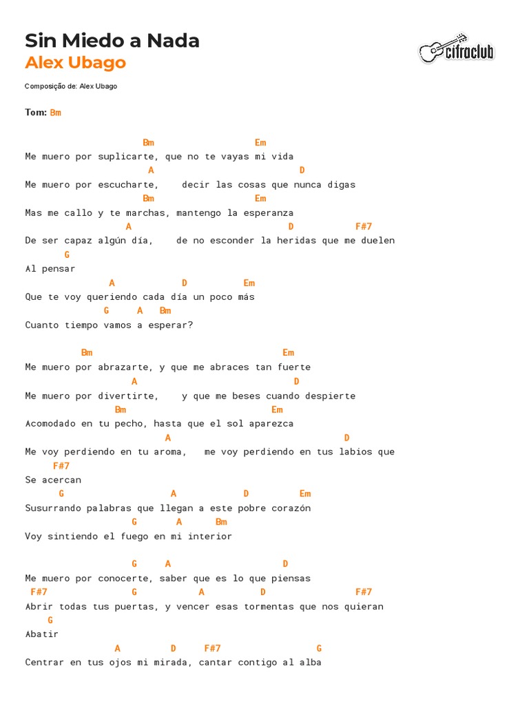 Cifra Club - Alex Ubago - Sin Miedo A Nada | PDF