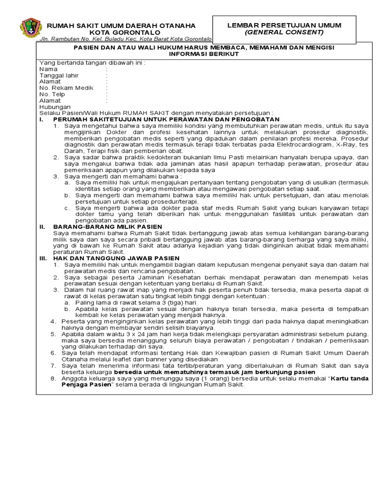 Lembar Persetujuan General Consent | PDF