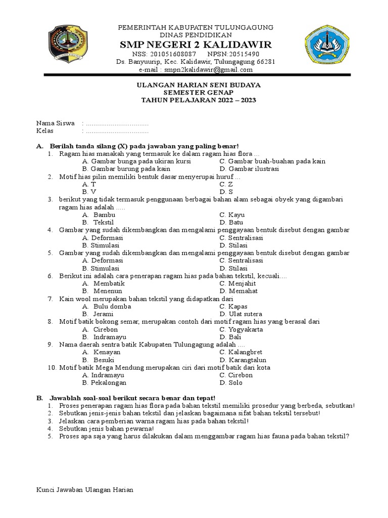 UH 2 SBK Kelas 7 | PDF