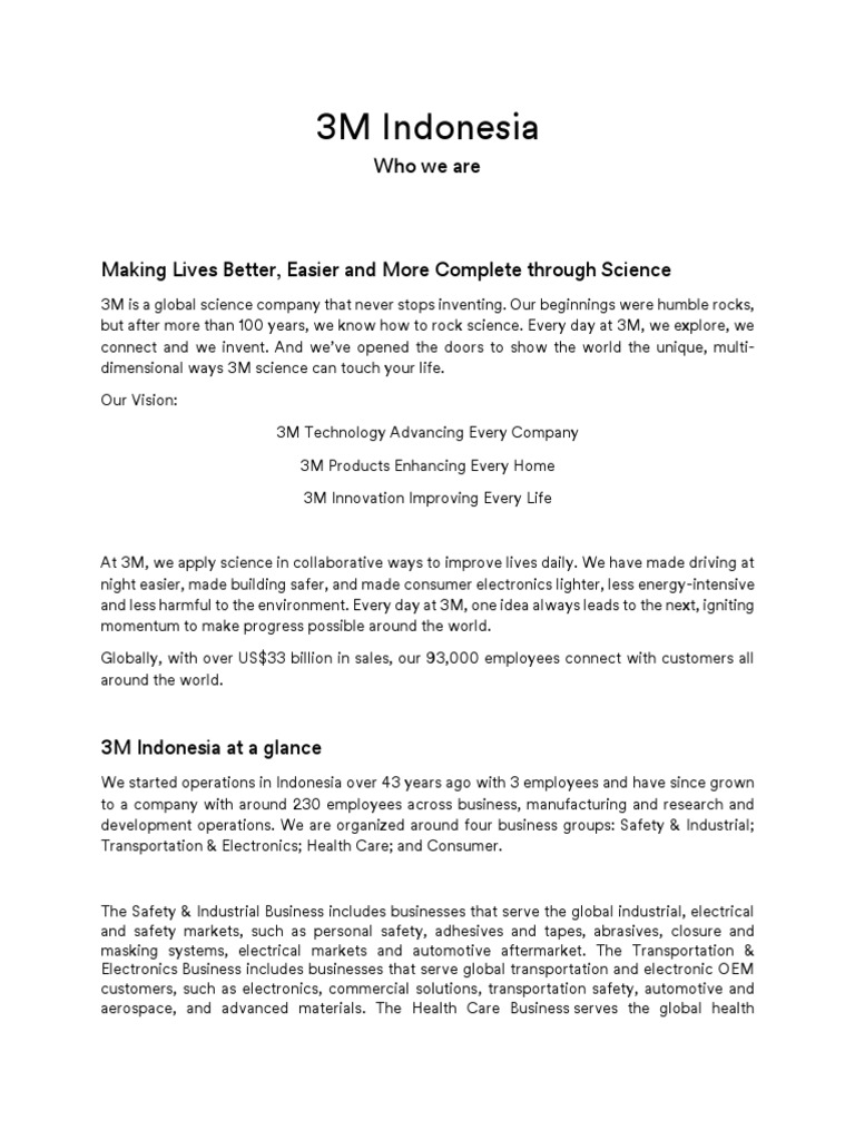 Who We Are - 3M Indonesia | PDF