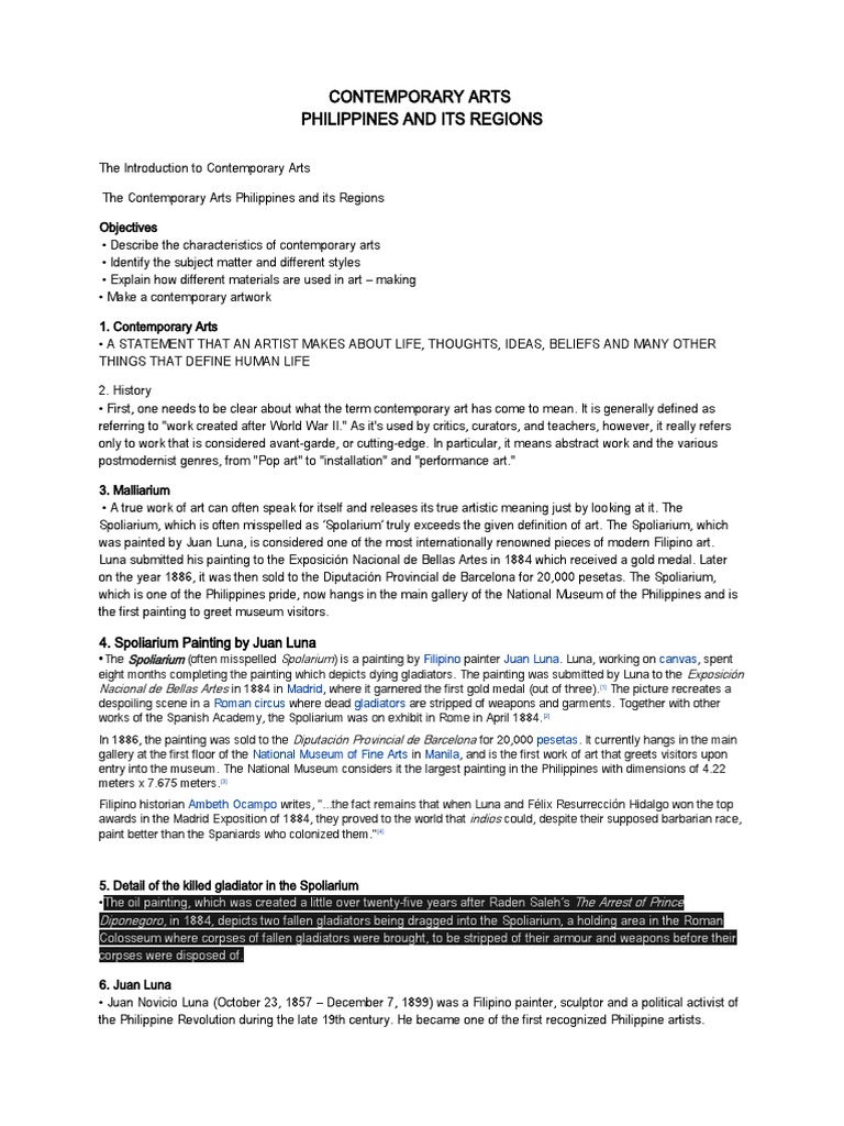 Contemporary Arts Philippines and Its Regions | PDF