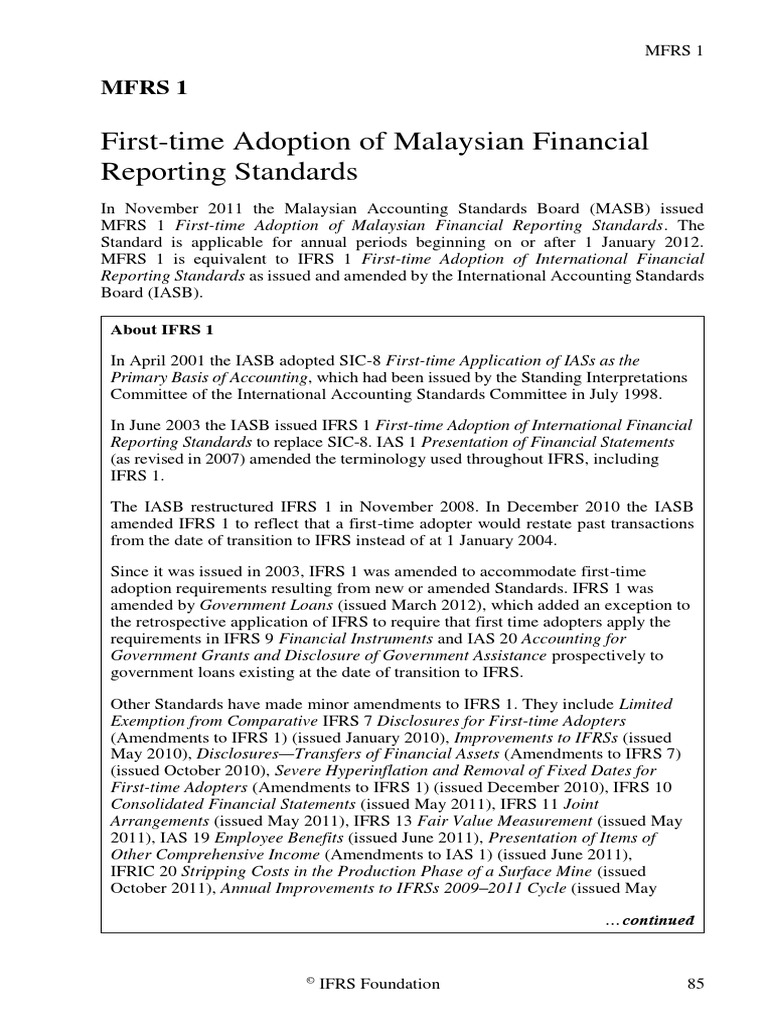 BV2018 - MFRS 1 | Download Free PDF | International Financial Reporting ...