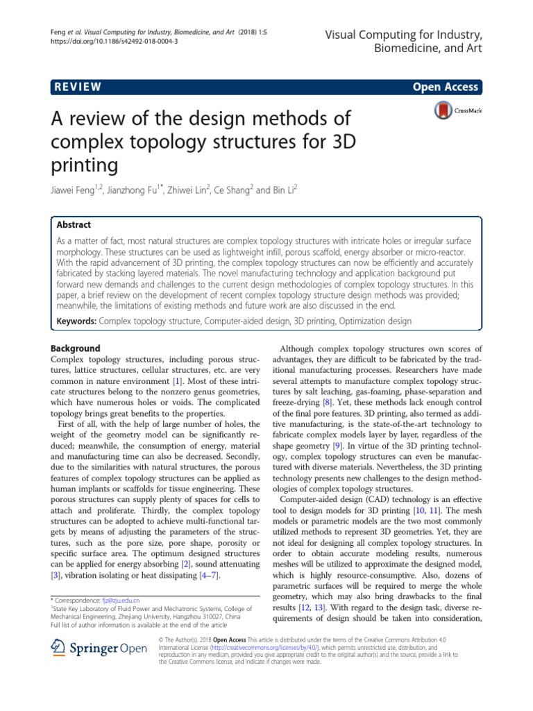 A Review of The Design Methods of Complex Topology Structures For 3D Printing | PDF