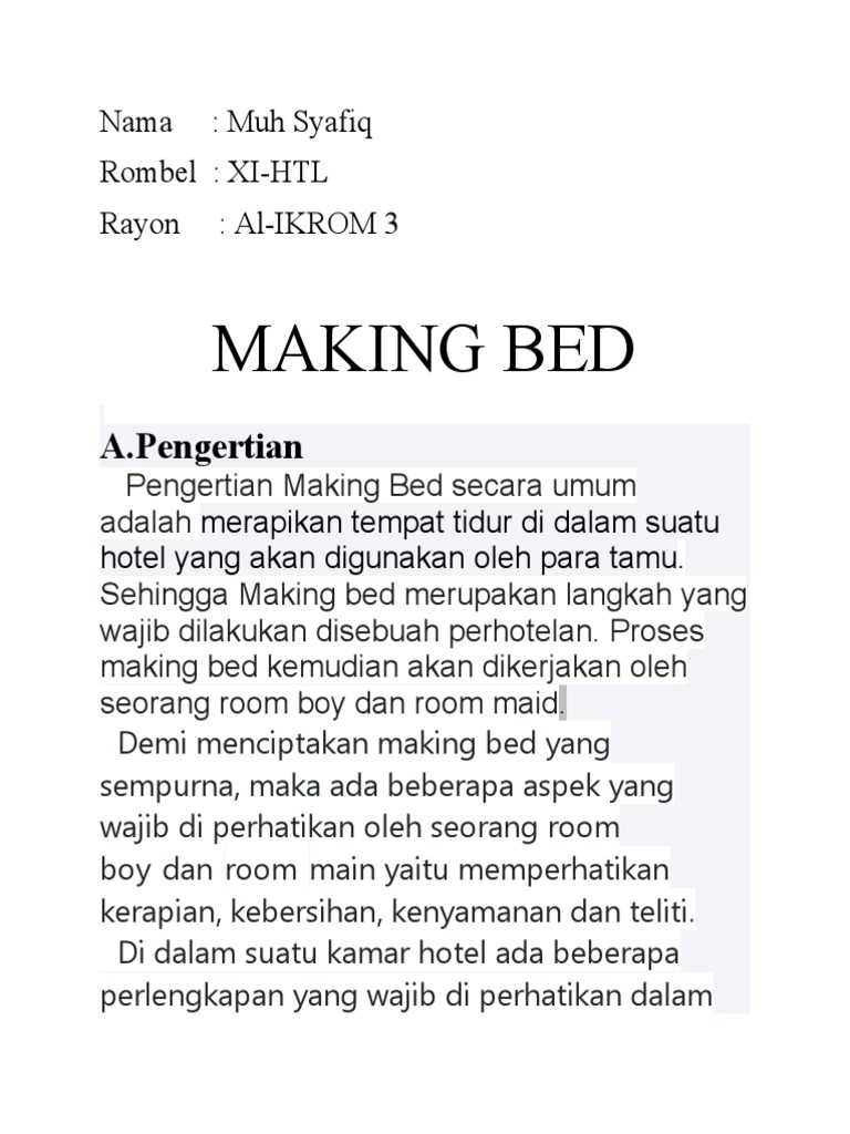 Making Bed | PDF