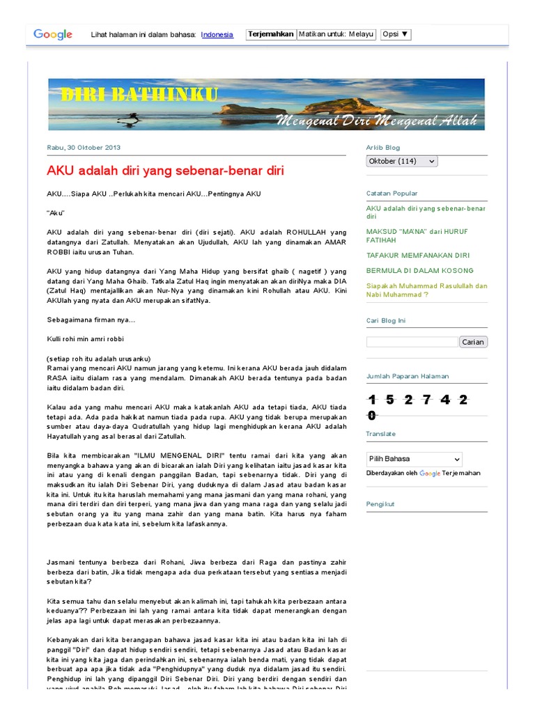 ILMU MENGENAL DIRI AKU Adalah Diri Yang Sebenar-Benar Diri | PDF