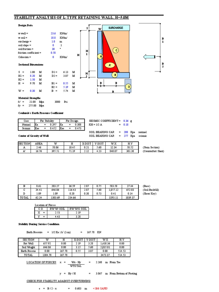 01-Retaining Wall Counterfort L Shaped | PDF | Civil Engineering ...