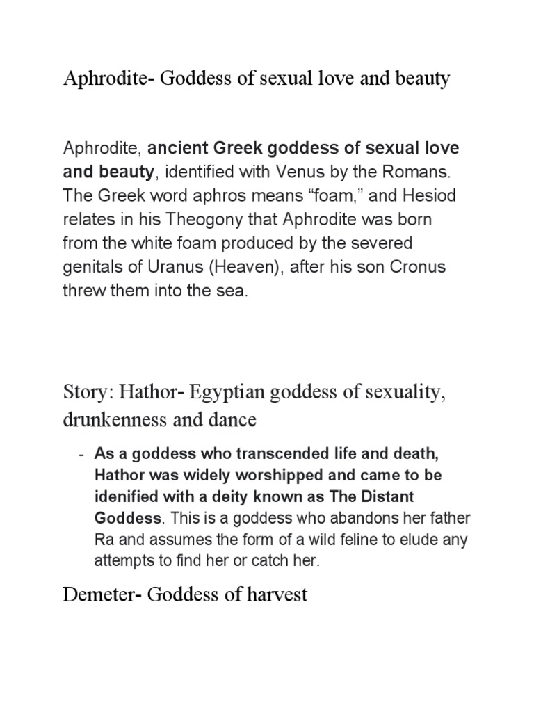 Aphrodite - Goddess of Sexual Love and Beauty | PDF