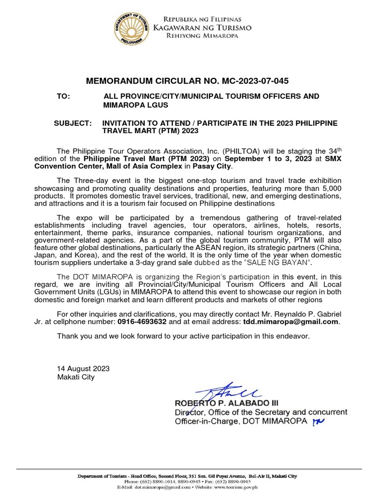 Memo Circular PTM 2023 | PDF