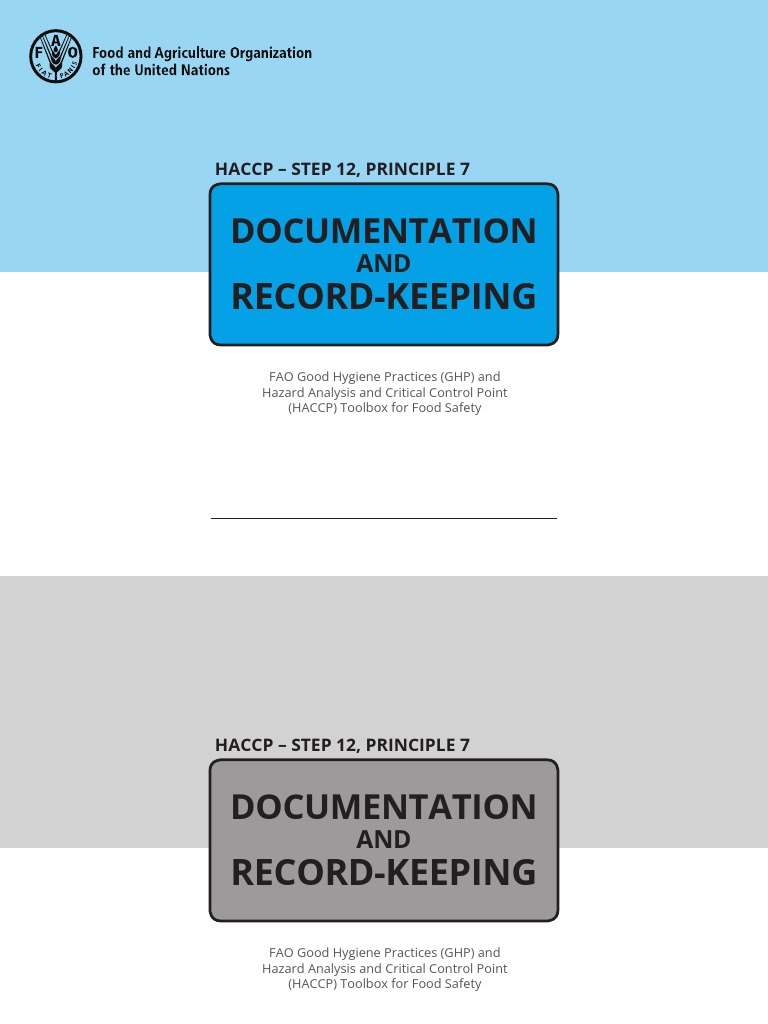 HACCP - Step 12 - Principle 7 Documentation and Record-Keeping | PDF ...