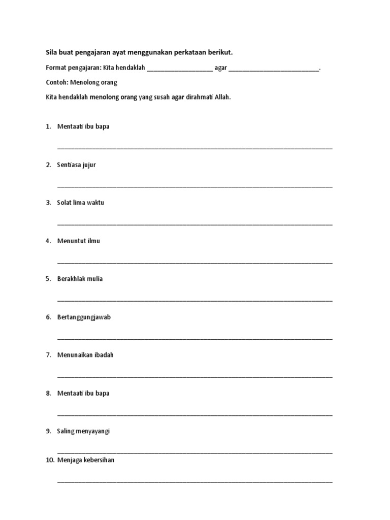 Sila Buat Pengajaran Ayat Menggunakan Perkataan Berikut | PDF | Gaya Hidup
