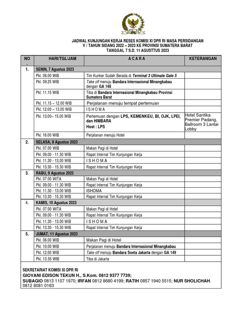 Jadwal Acara-W | PDF