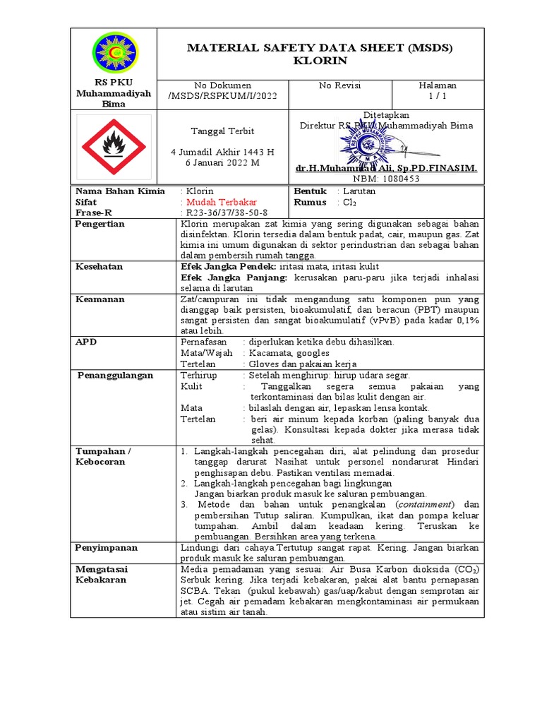 MSDS Klorin | PDF
