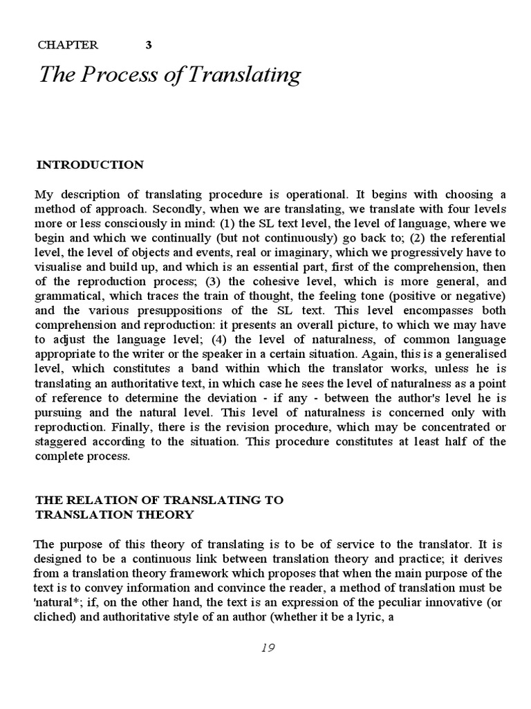 Chapter 3 The Process of Translating. | PDF