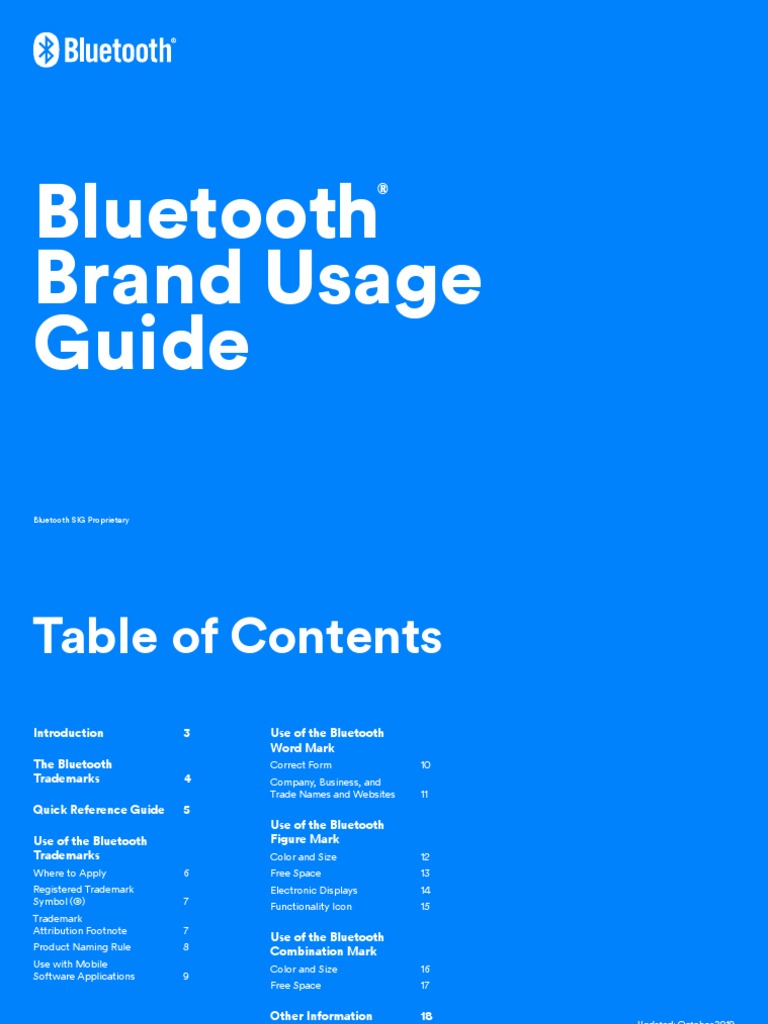 Bluetooth Brand Guide - Oct19 | PDF | Trademark | Bluetooth