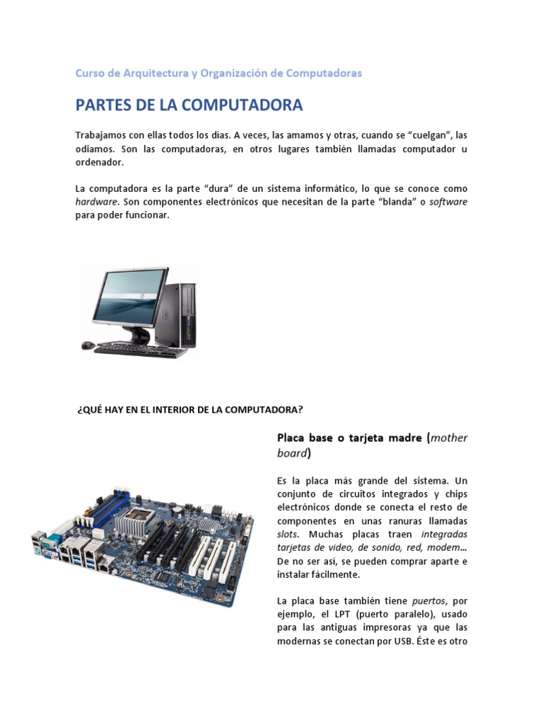 Partes de La Computadora | PDF | Hardware de la computadora | Periférico