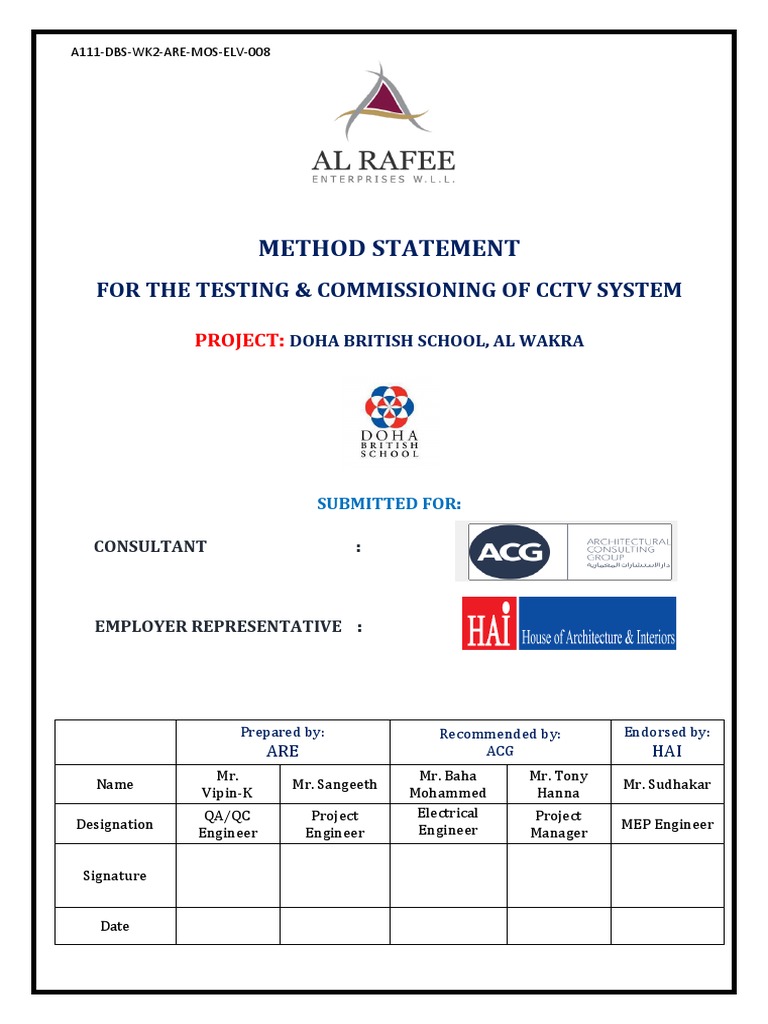 Testing And Commissioning Of Cctv System R0 Pdf Personal Protective