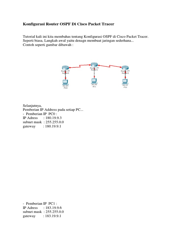 Konfigurasi Router OSPF Di Cisco Packet Tracer | PDF Konfigurasi Router OSPF Di Cisco Packet Tracer | PDF