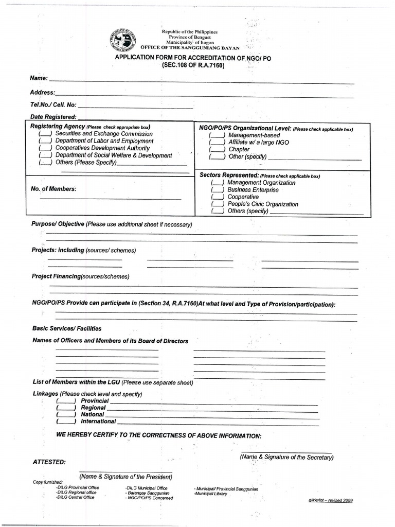 Itogon ACCREDITATION FORM | PDF