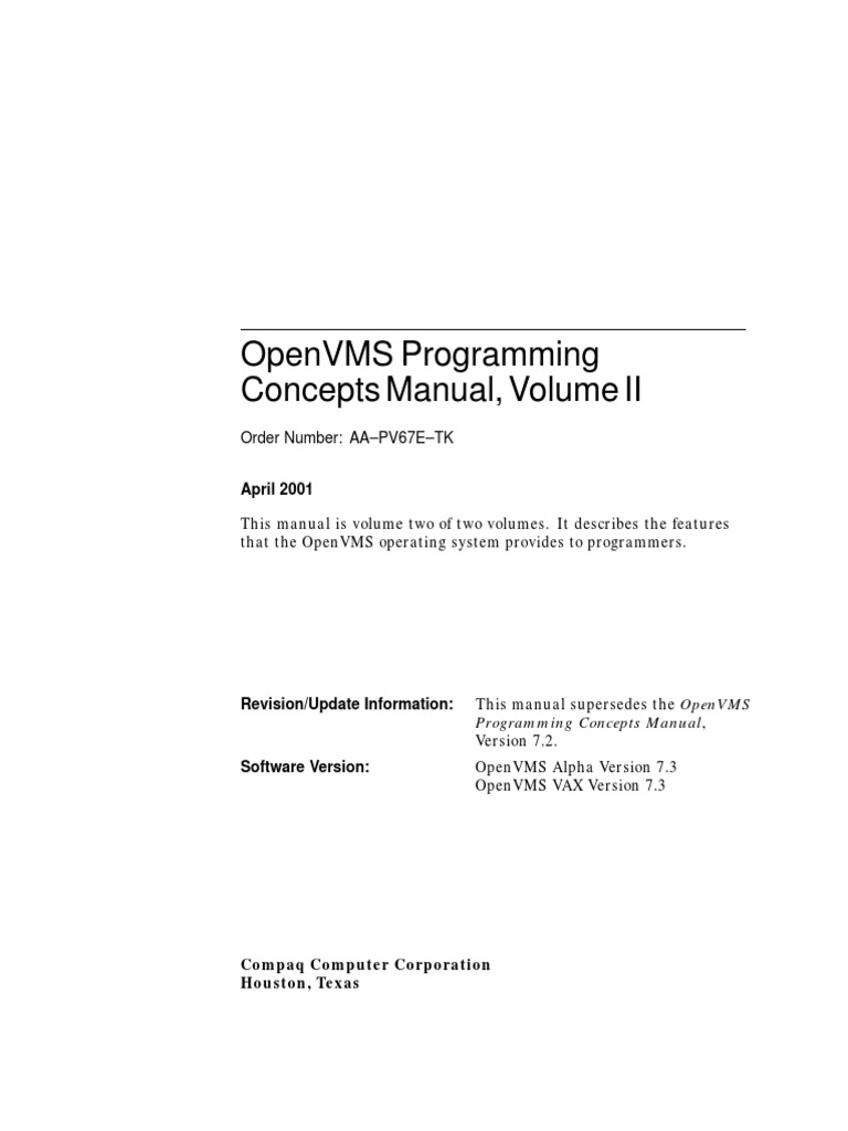 4 VMS Programming Concepts Vol2 | PDF | Library (Computing) | Input/Output