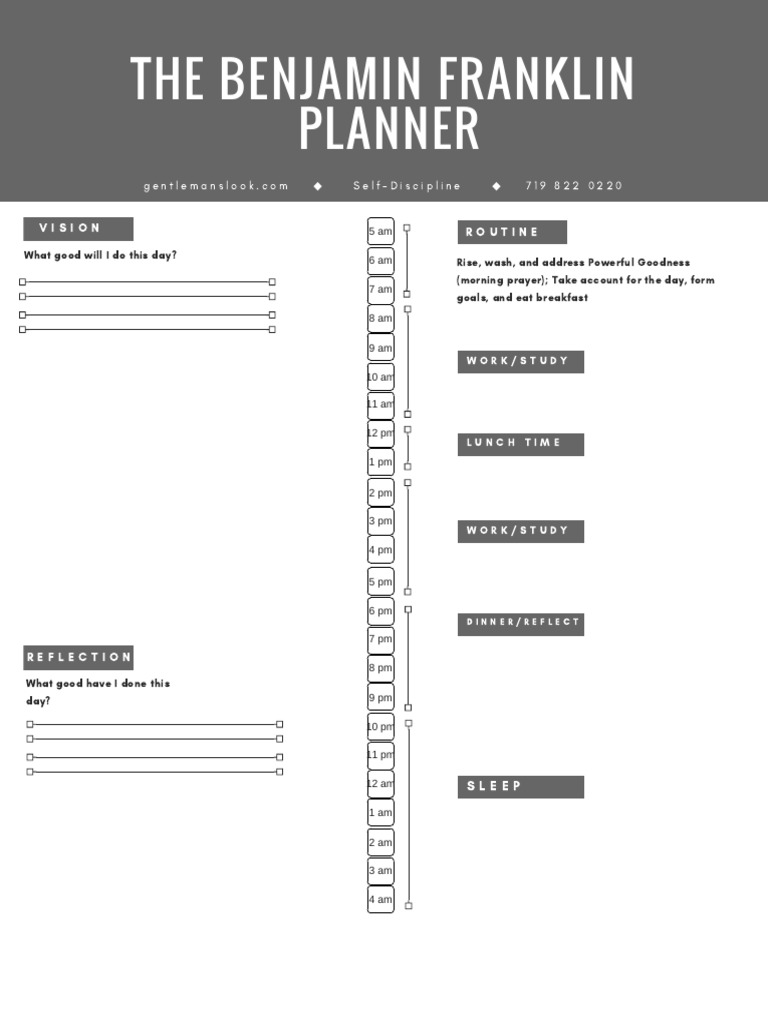 Benjamin Franklin Daily Planner Guide | PDF