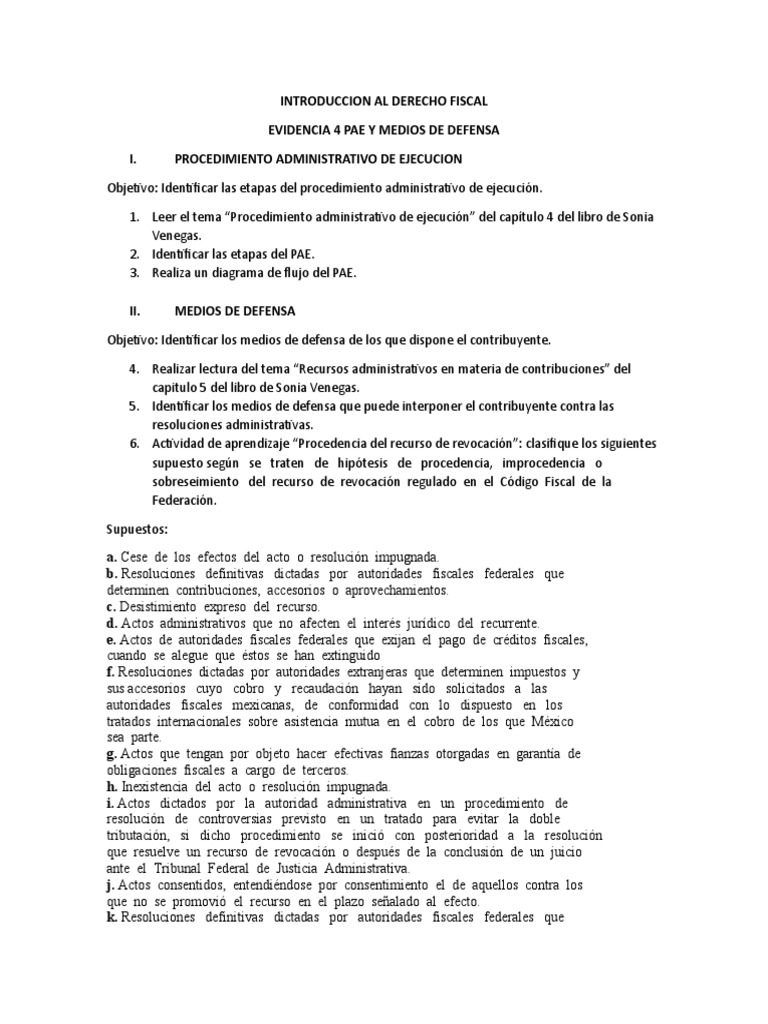 EVIDENCIA 4 - PAE y Medios de Defensa | PDF | Demanda judicial | Fiscal