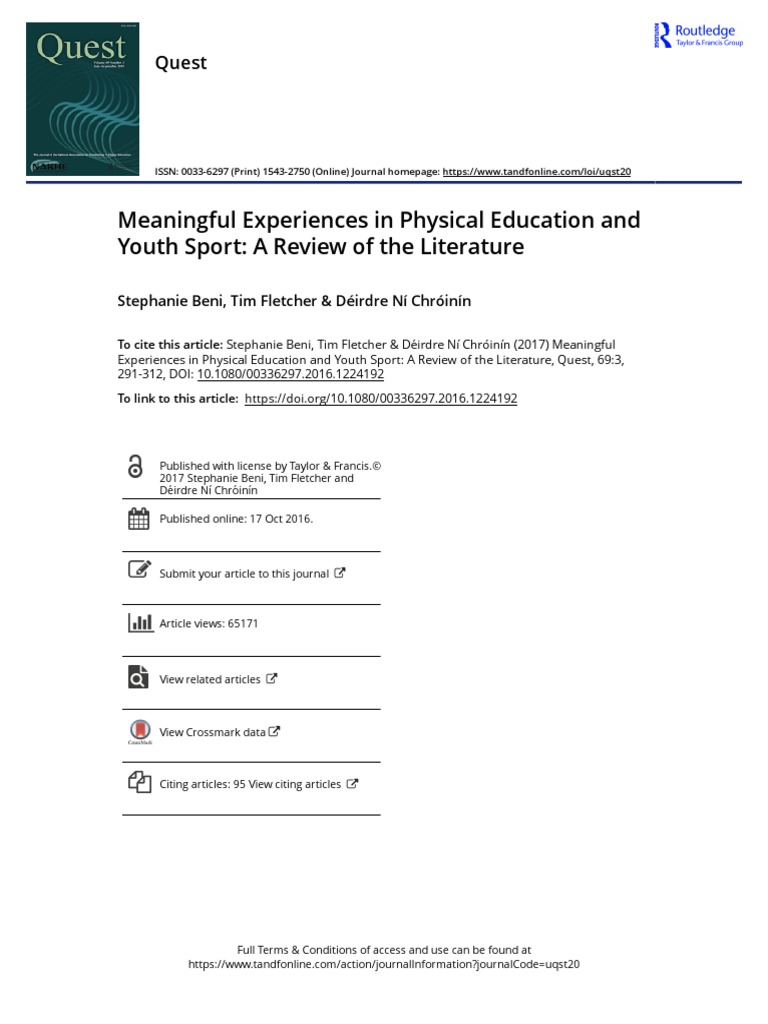 Meaningful Experiences in Physical Education and Youth Sport A Review ...