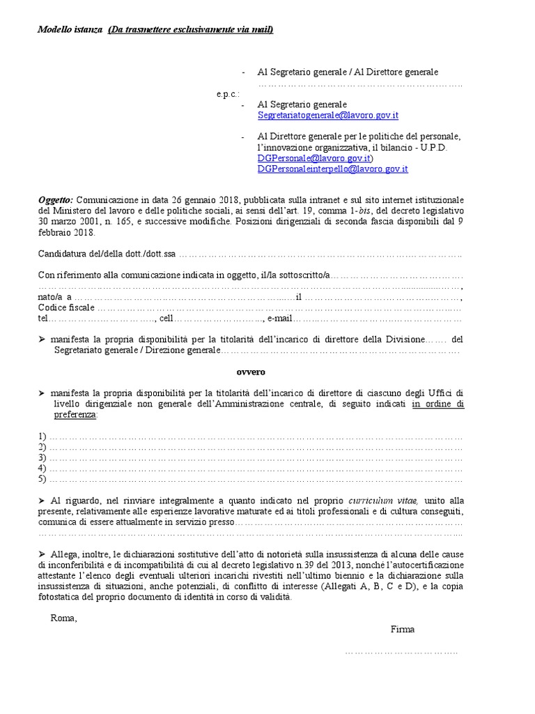 Modello Istanza | PDF