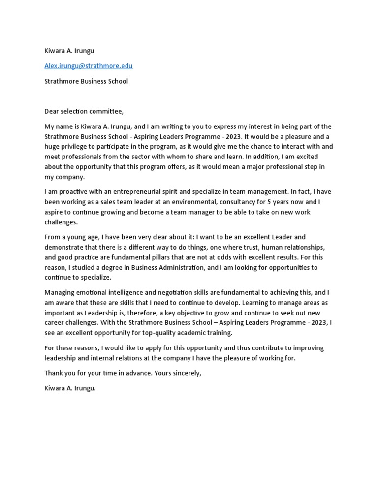 Motivation Letter | PDF