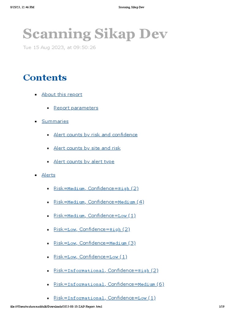 Scanning Sikap Dev: Tue 15 Aug 2023, at 09:50:26 | PDF | Http Cookie | Software Engineering