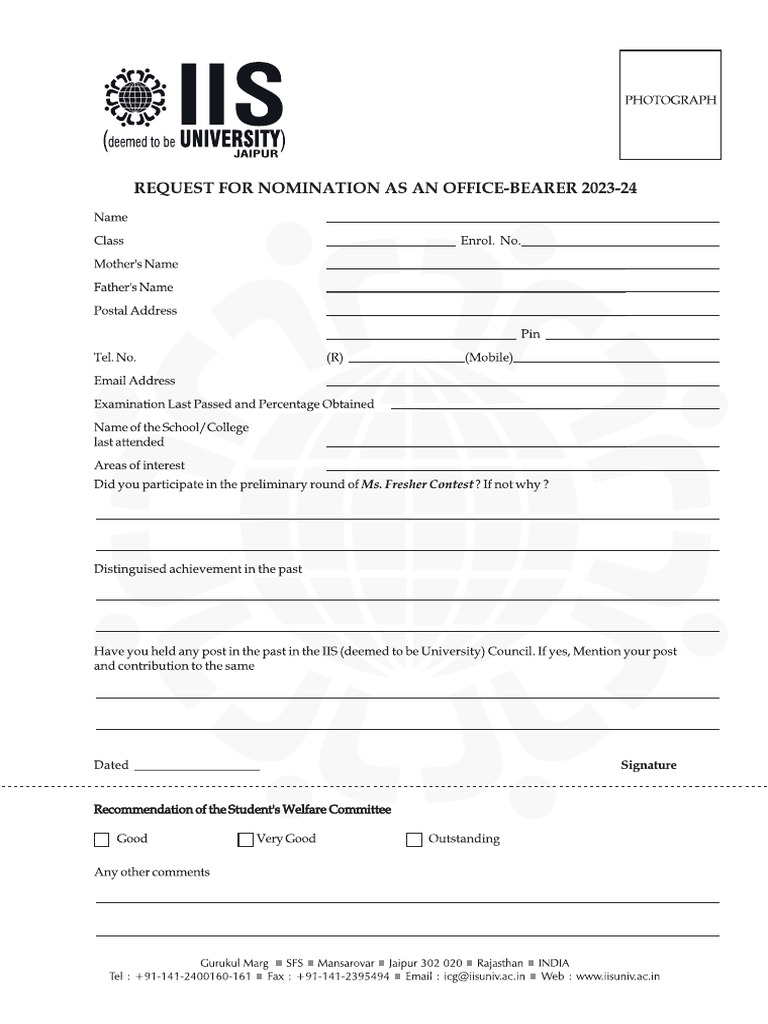 Office Bearers Registration Form 2023 | PDF