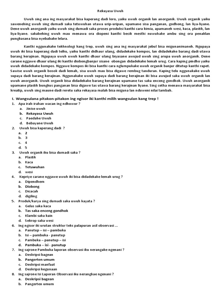 Soal PTS Baja Semester Ganjil 2022-2023 | PDF
