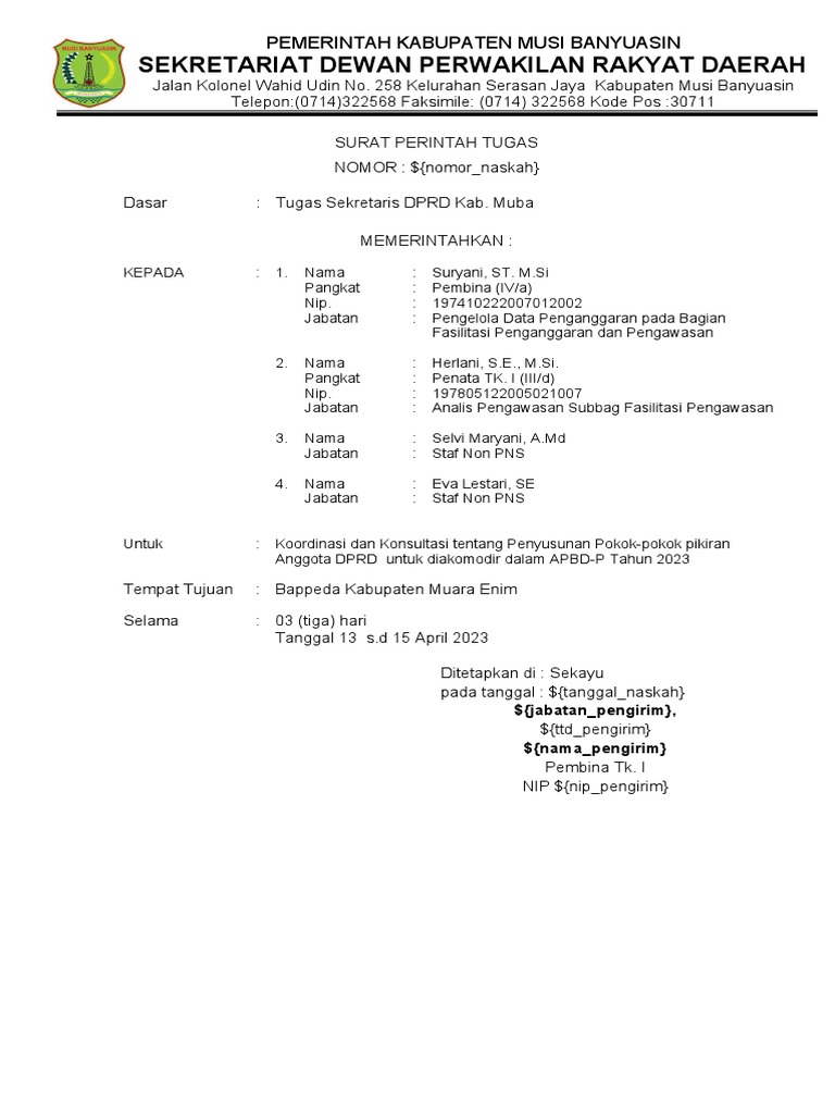 SKPD - Surat Perintah Tugas (1) Ke ME | PDF