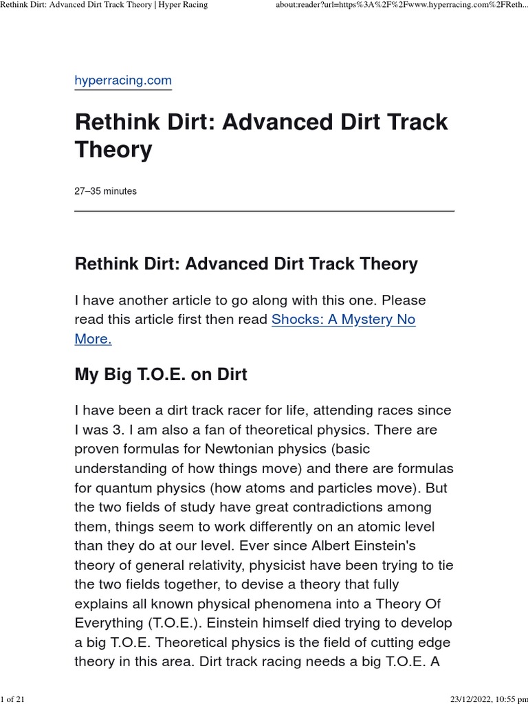 Rethink Dirt - Advanced Dirt Track Theory - Hyper Racing | PDF