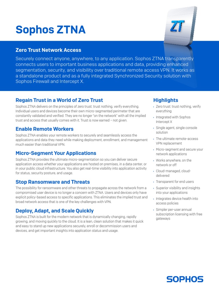 Sophos Ztna Ds | PDF | Cloud Computing | Computer Network