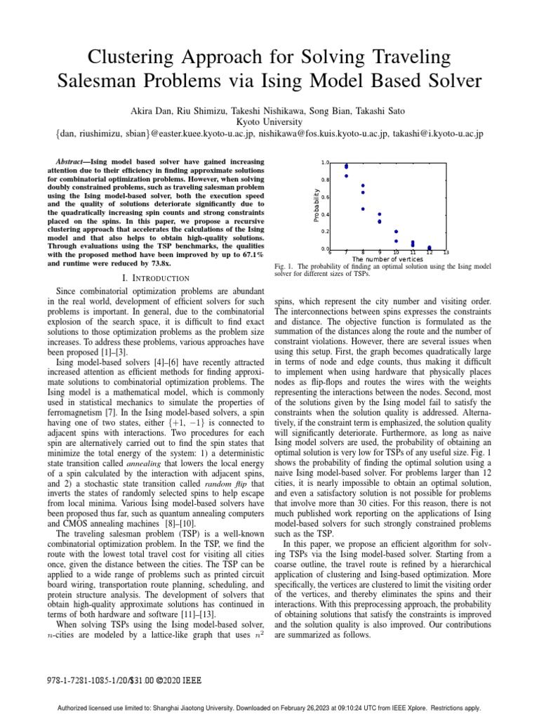 Clustering Approach For Solving Traveling Salesman Problems Via Ising Model Based Solver | PDF ...