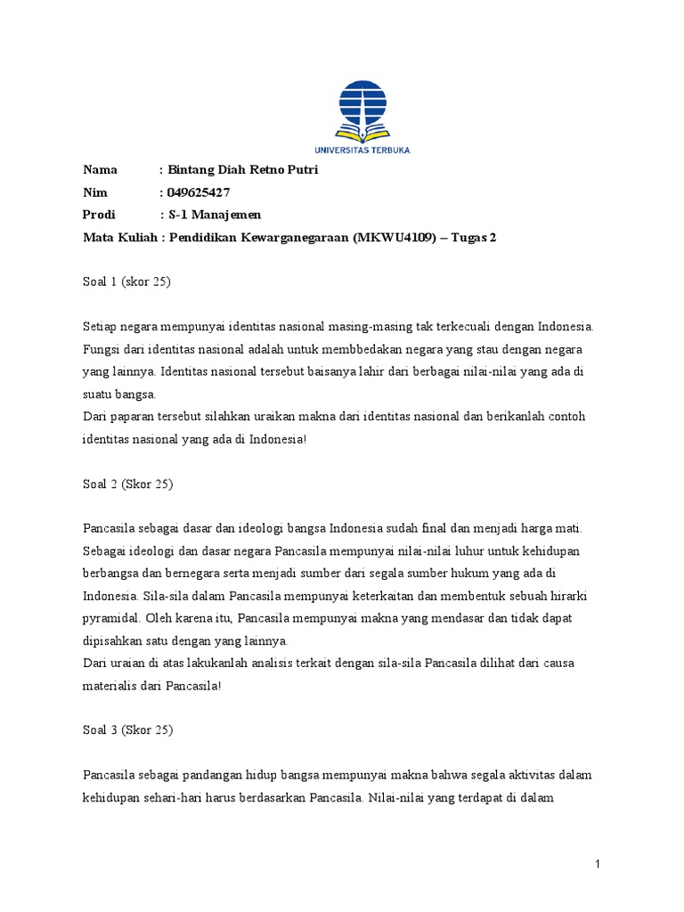 Tugas 2 PKN Bintang | PDF