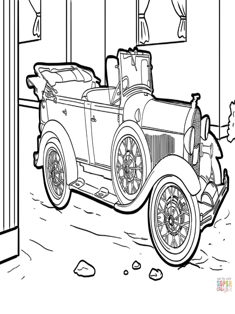 Retro Ford Model A coloring page _ Free Printable Coloring Pages | PDF