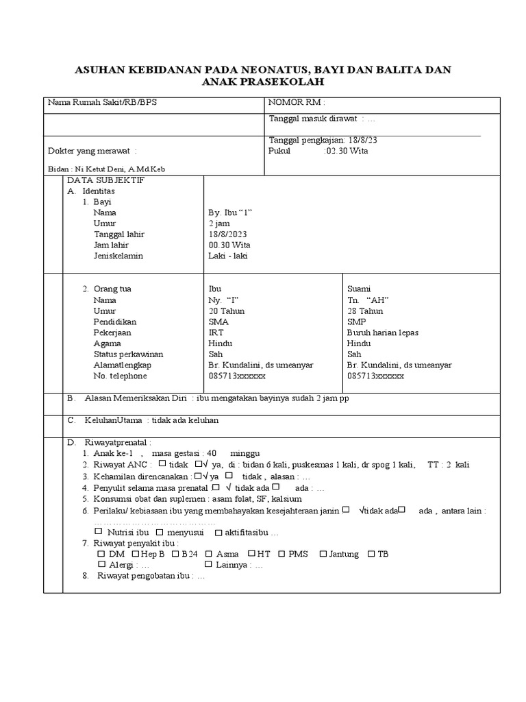 Form Askeb Bayi Ibu I | PDF