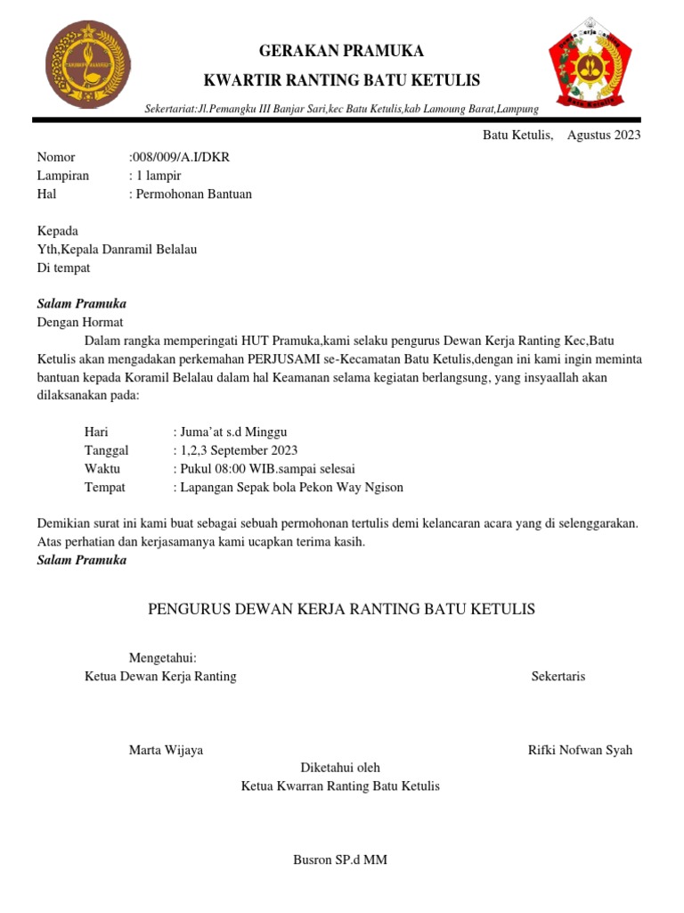 Surat Untuk Danramil | PDF