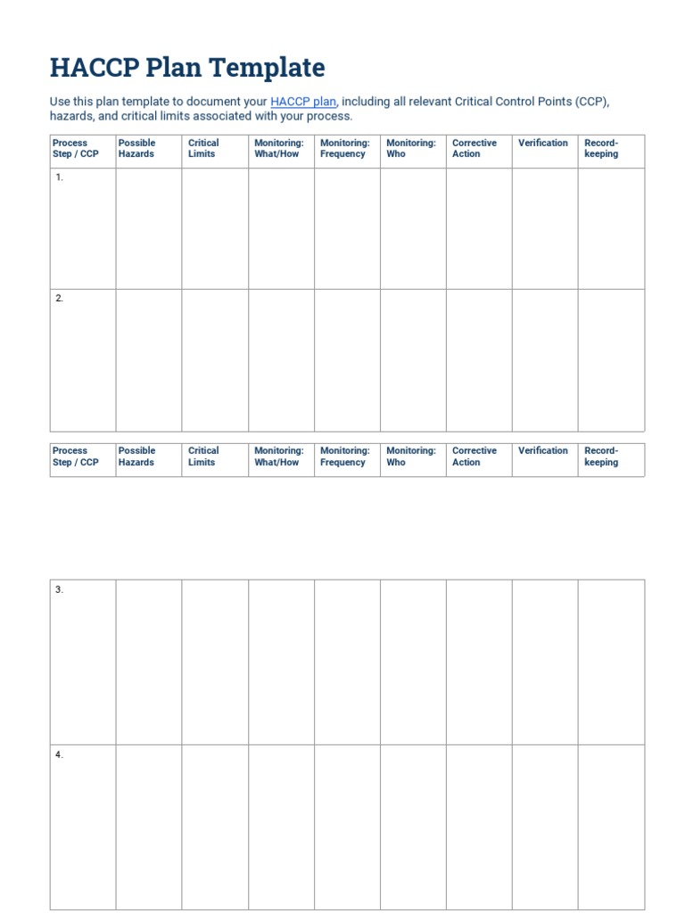 HACCP Plan Template for Food Safety | PDF | Computers