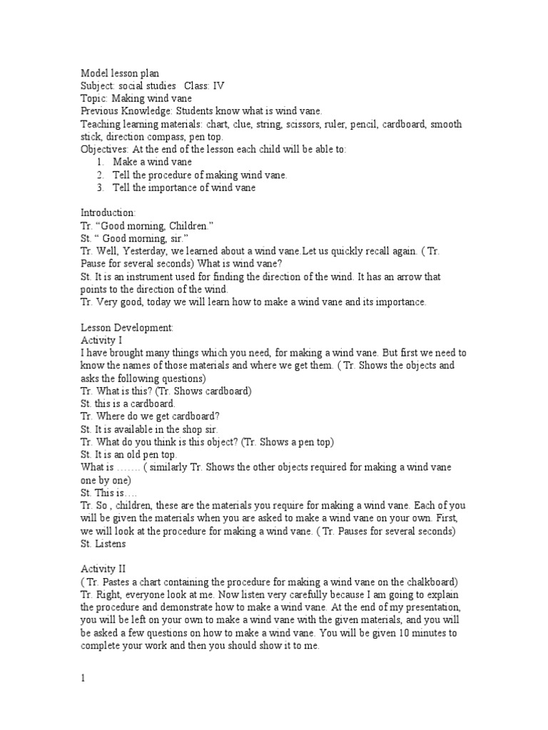 Model Lesson Plan | PDF