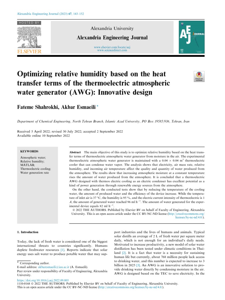 Optimizing Relative Humidity Based On The Heat Transfer Terms of The ...