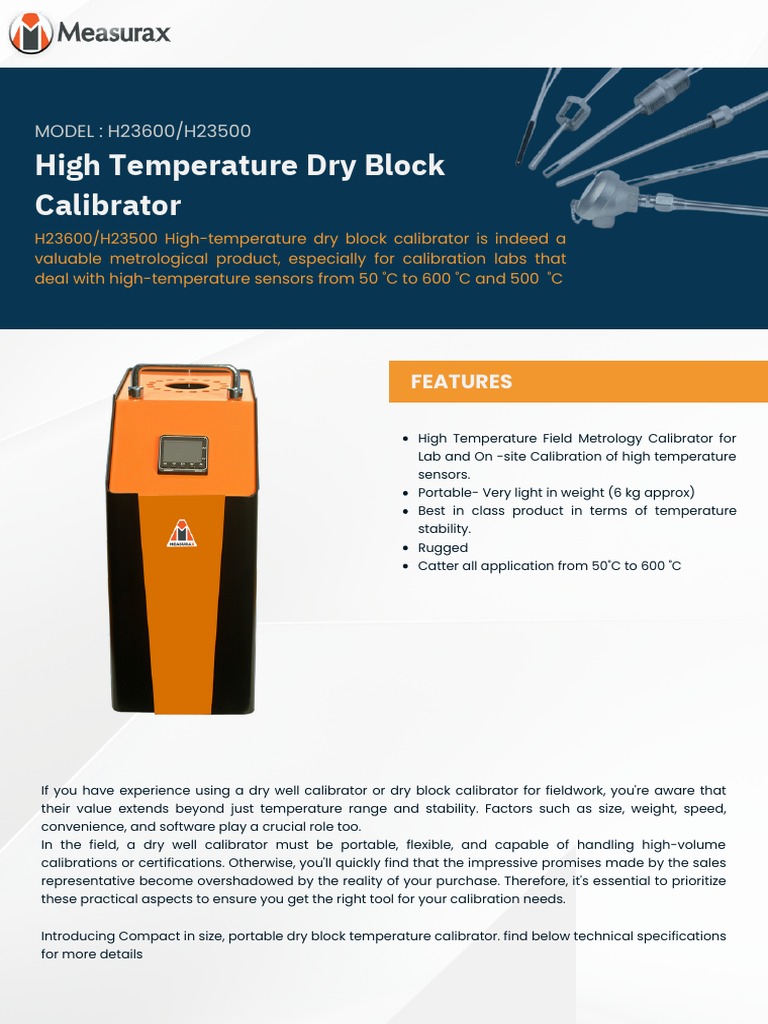 High Temperature Dry Block Calibrator H23600-500 | PDF | Calibration ...