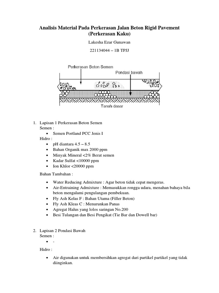 Analisis Material Pada Perkerasan Jalan Beton Rigid Pavement | PDF