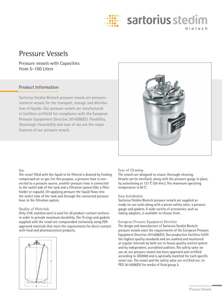 Datasheet en Data Pressure Tanks S 2067 e | PDF