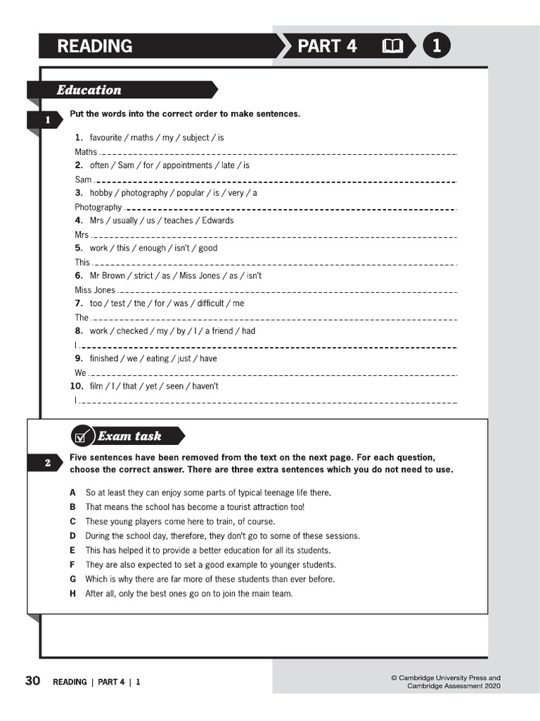 Test 1 Reading Part 4 | PDF